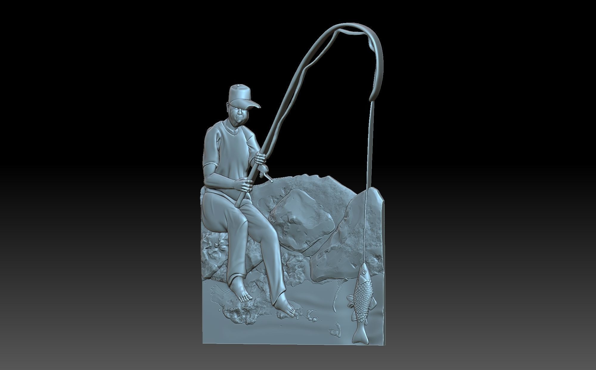 Fisherman statue of man fishing 3D model 3D printable | CGTrader