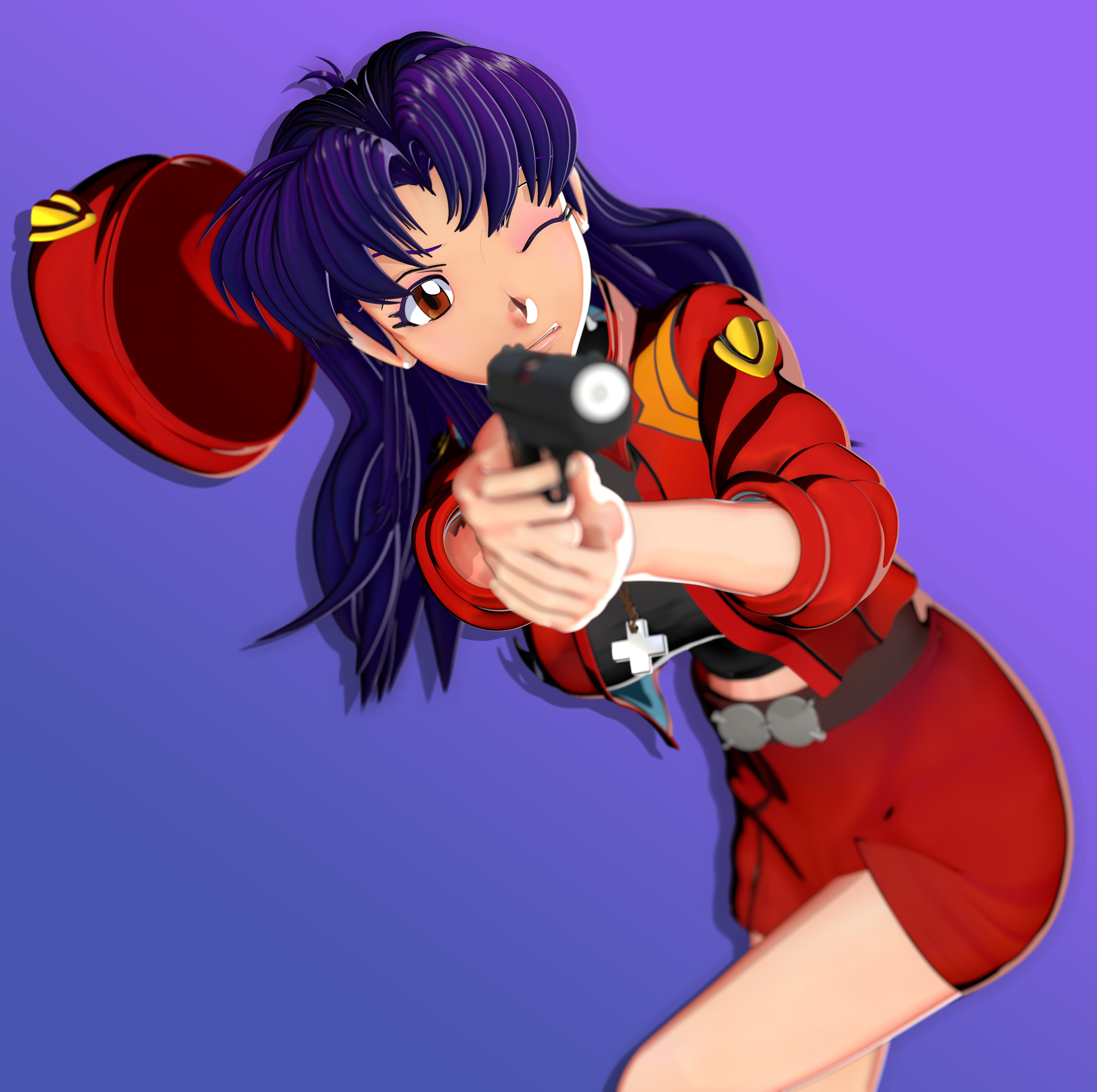 Misato Katsuragi from Evangelion free 3D model rigged | CGTrader