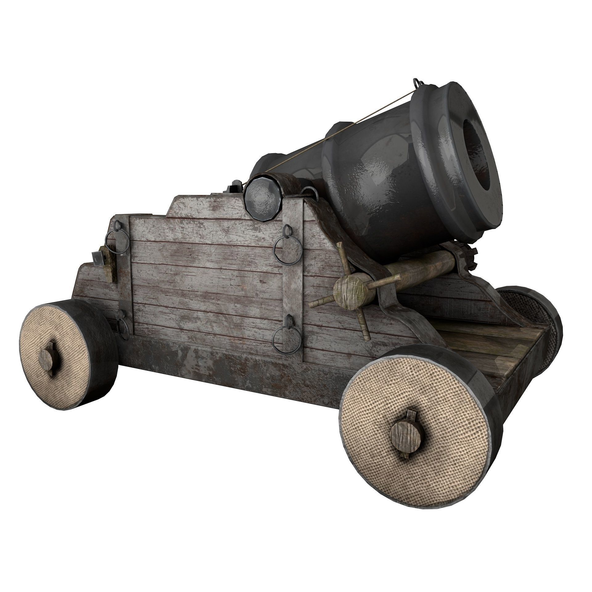 3D model 15th Century Mortar Cannon Rusty Low Poly VR / AR / low-poly ...