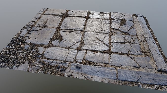 Tilescan02 stone floor with cracks in it 3D model | CGTrader