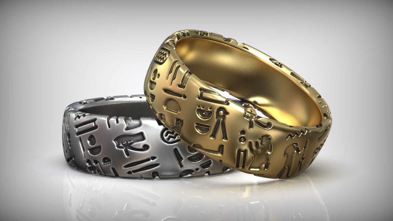 Ancient Egyptian Symbols Amulet Wedding Ring 3D model 3D printable ...