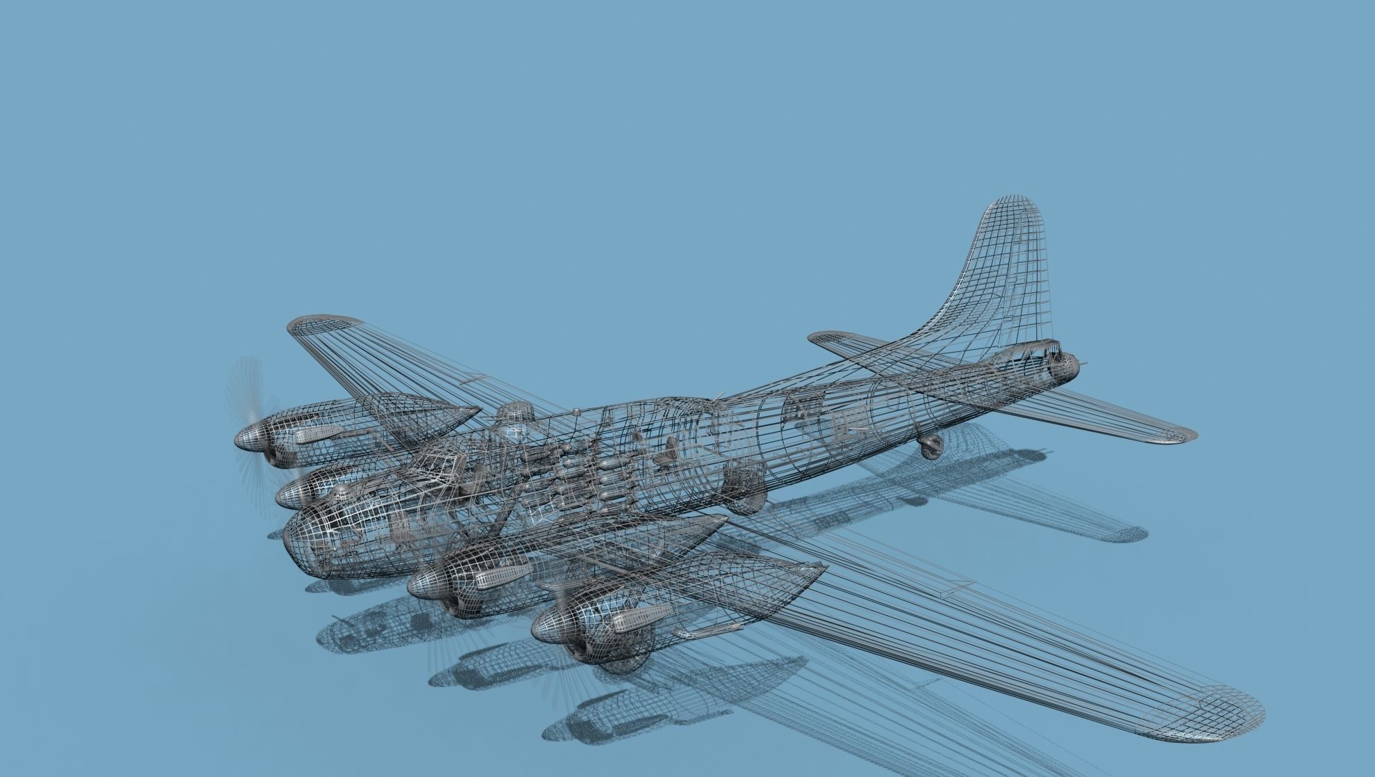 Boeing B-38A Flying Fortress II HP V02 3D model rigged | CGTrader