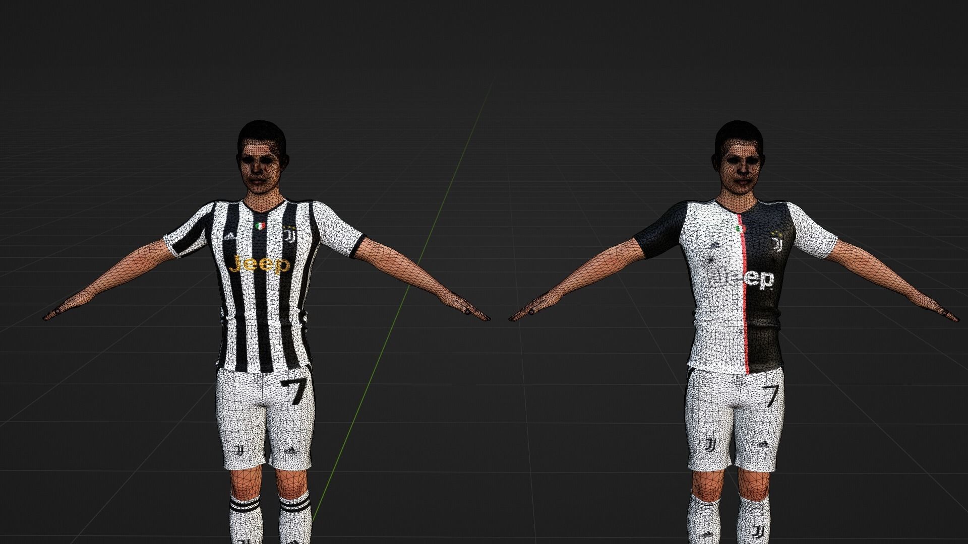 3D model Cristiano Ronaldo - Juventus - Two Models VR / AR / low-poly ...