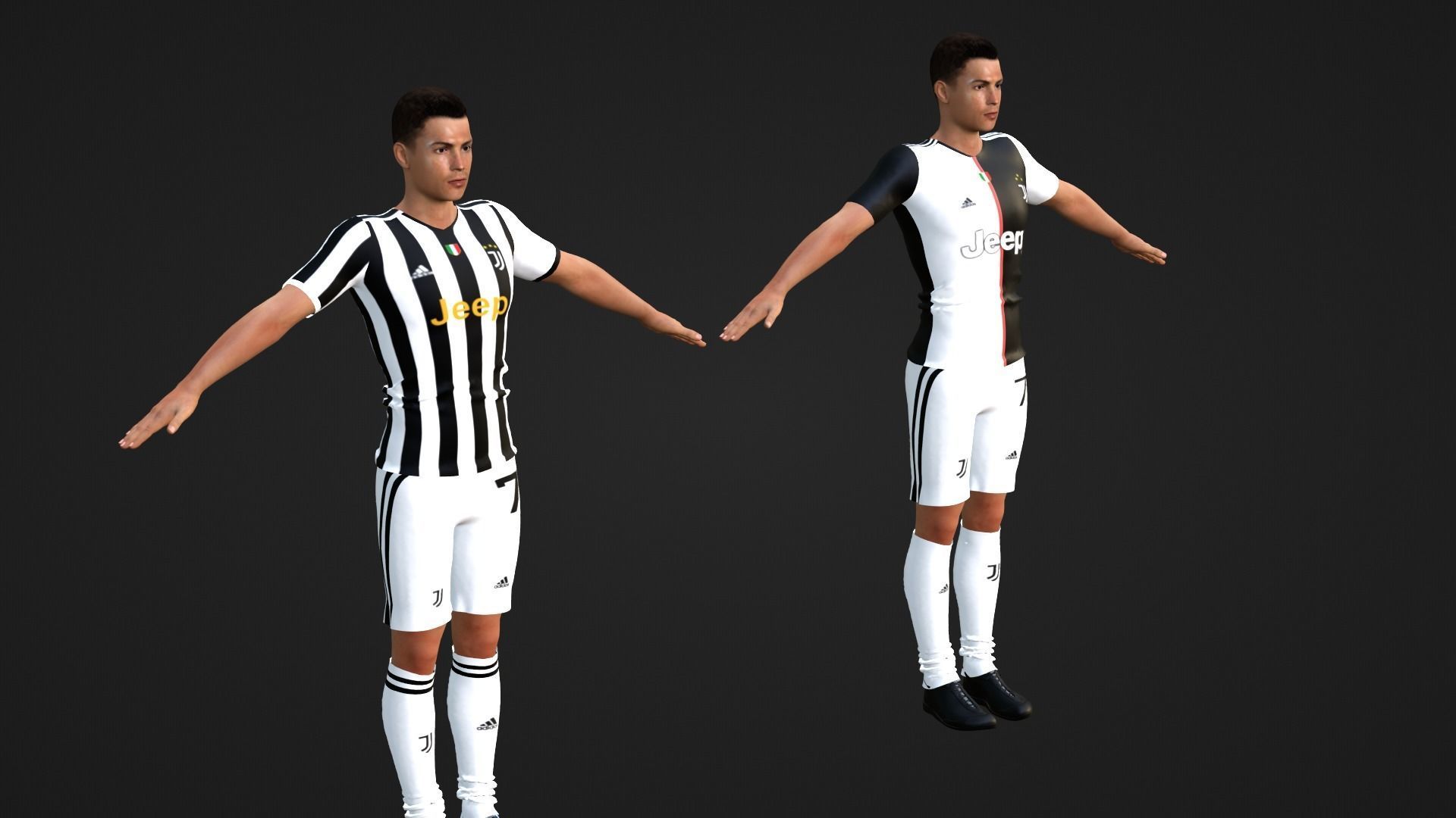 3D model Cristiano Ronaldo - Juventus - Two Models VR / AR / low-poly ...
