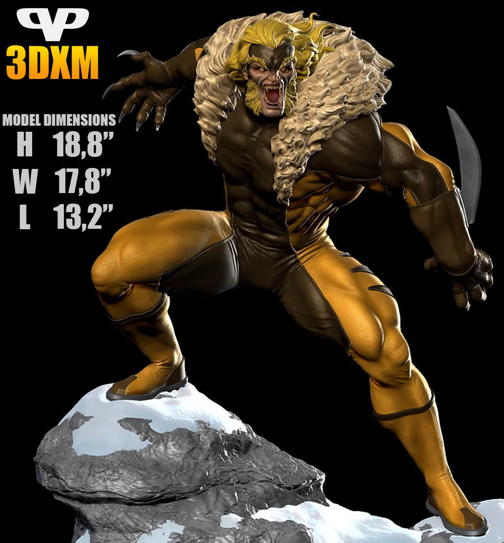 Sabretooth STL for 3D Printing ChibiSTL 3DXM 3D model 3D printable ...