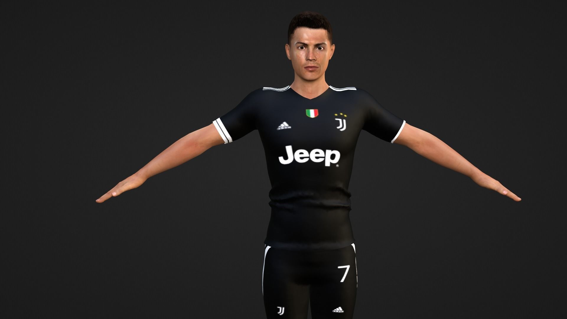 3D model Cristiano Ronaldo - Juventus - Two Models VR / AR / low-poly ...