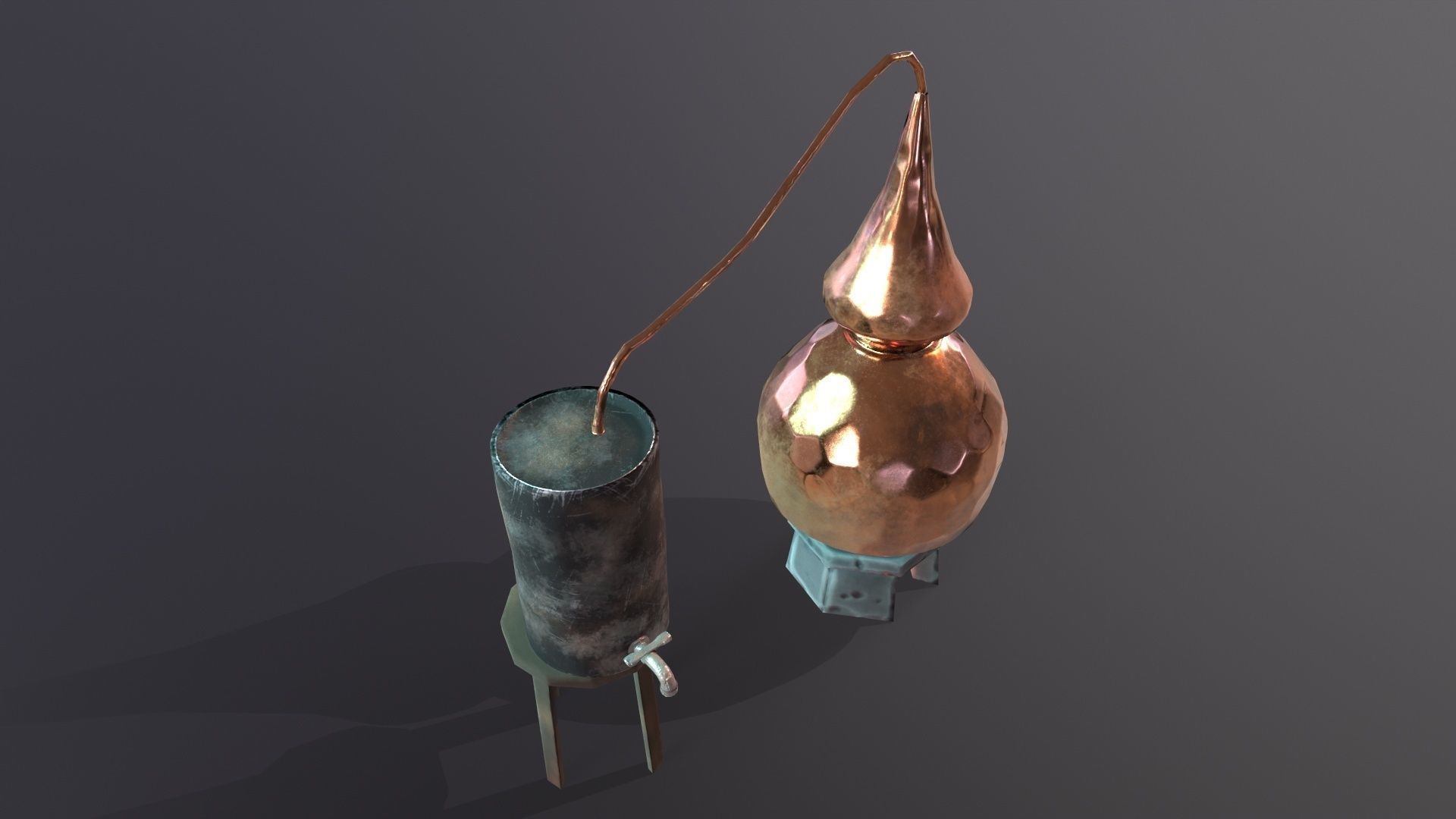 3D model Lowpoly stylized PBR alchemy magic alembic distillation vessel ...