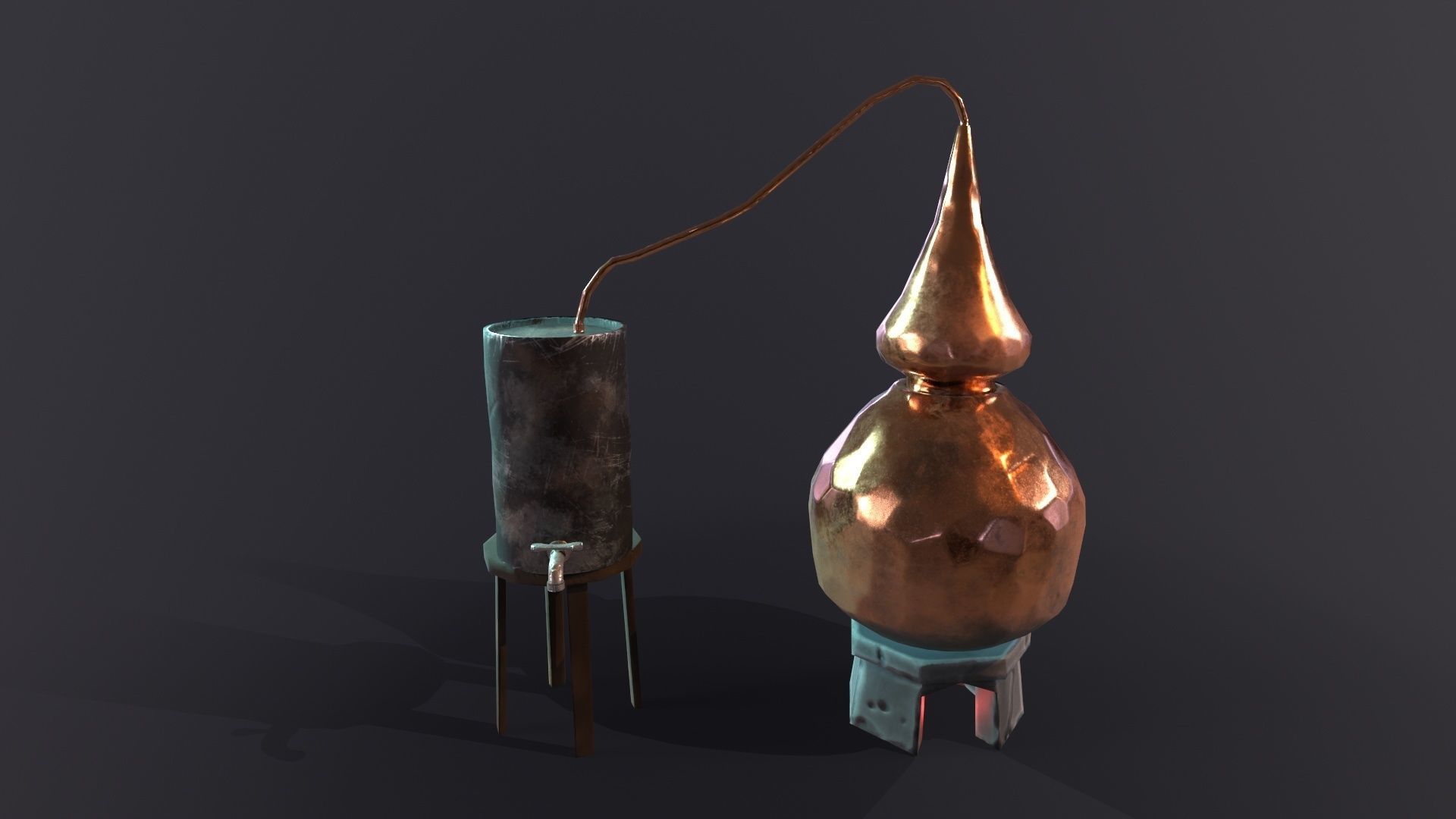 3D model Lowpoly stylized PBR alchemy magic alembic distillation vessel ...