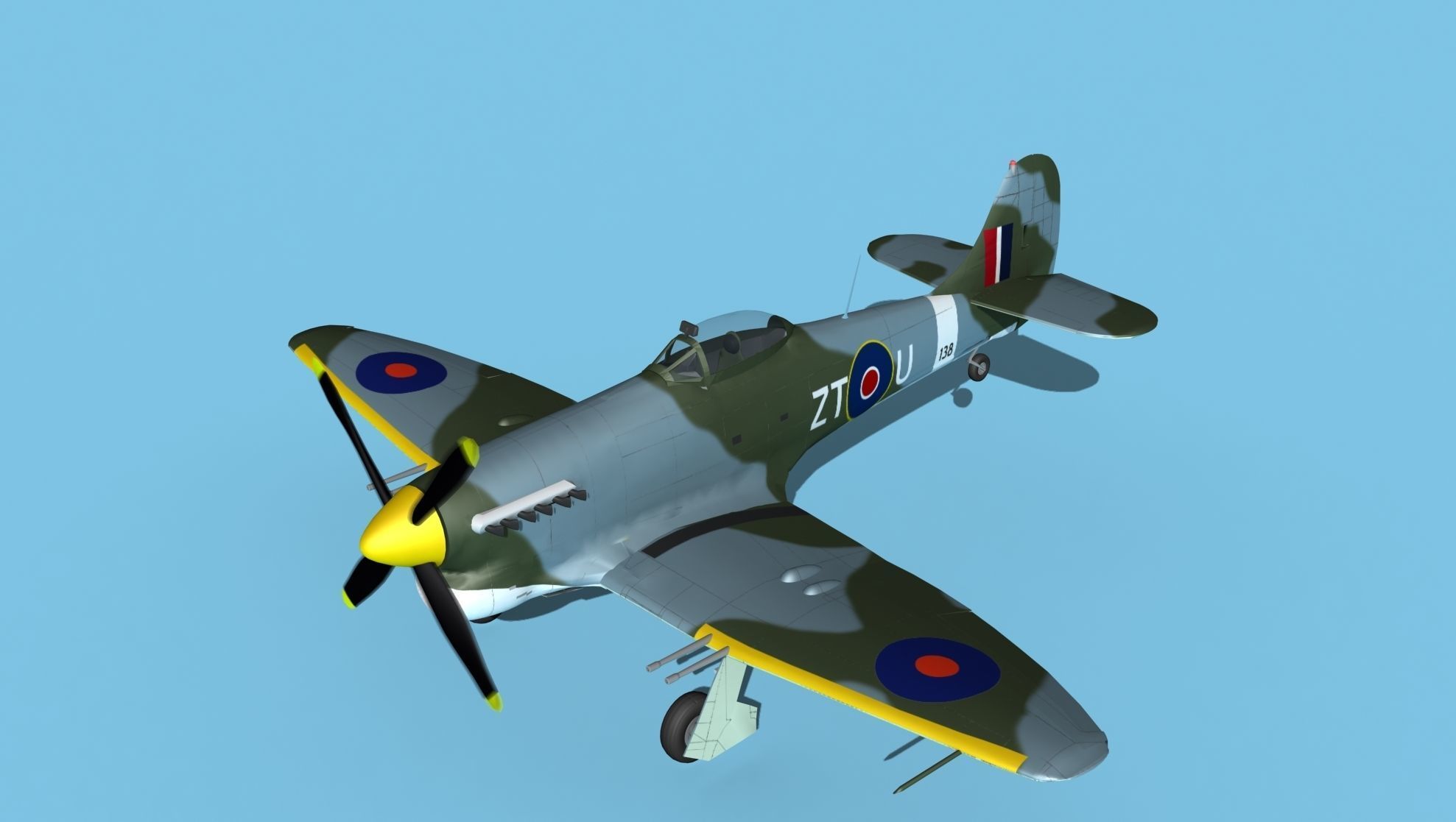 Hawker Hawker Tempest MK1 V01 3D model animated rigged | CGTrader