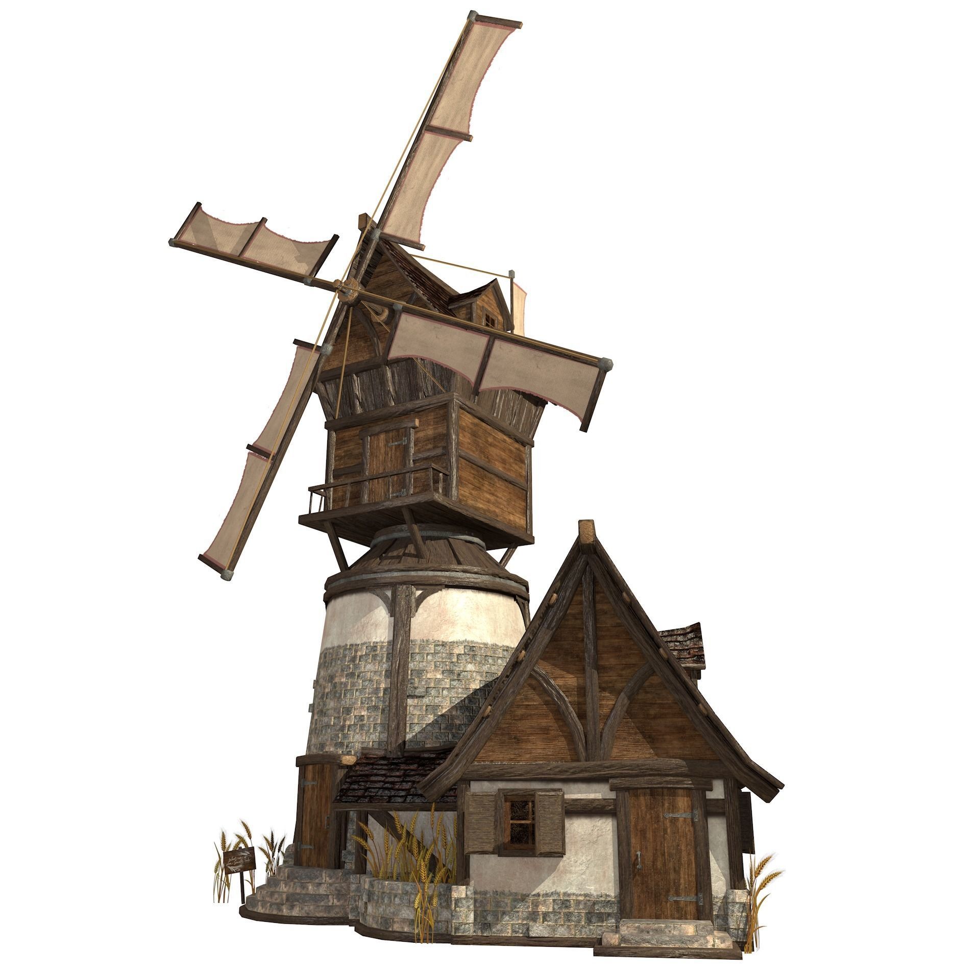 3D model Old Windmill Low Poly VR / AR / low-poly | CGTrader