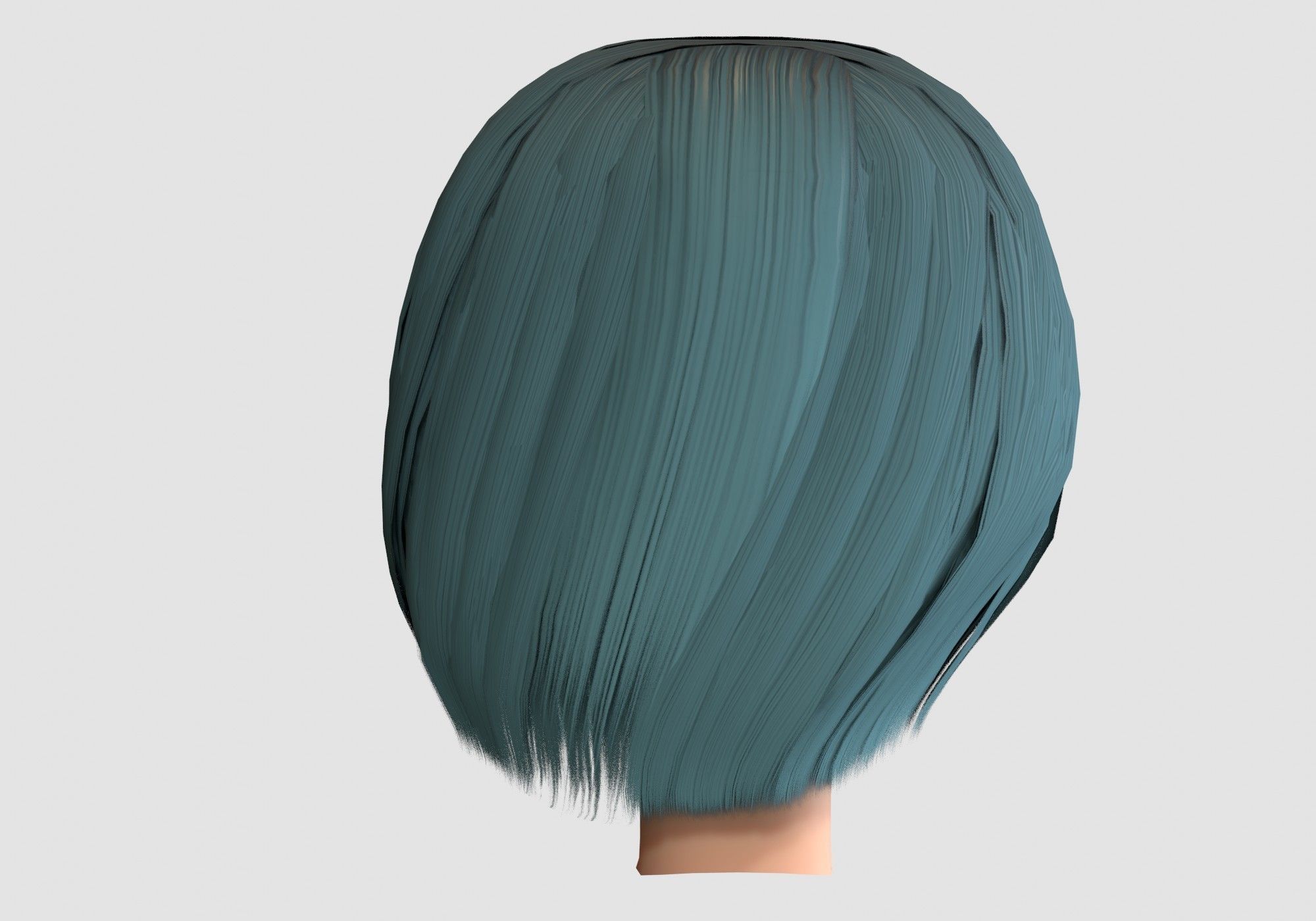 blue hair with head 3D model | CGTrader