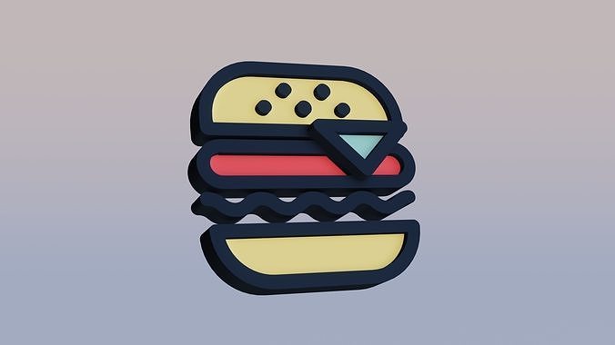 burger icon in 3d icon free 3D model | CGTrader