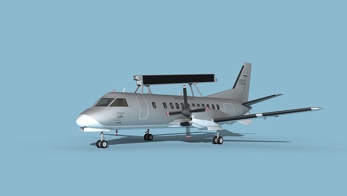 SAAB SF340 AEWAC V04 Sweden 3D model animated rigged | CGTrader