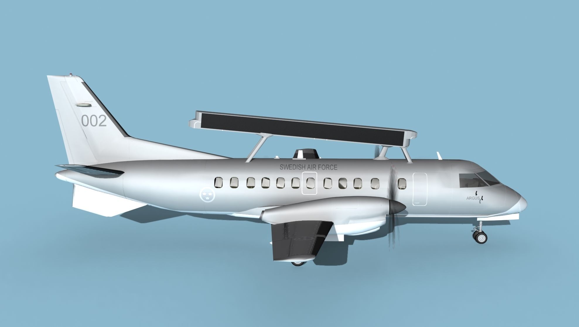 SAAB SF340 AEWAC V04 Sweden 3D model animated rigged | CGTrader