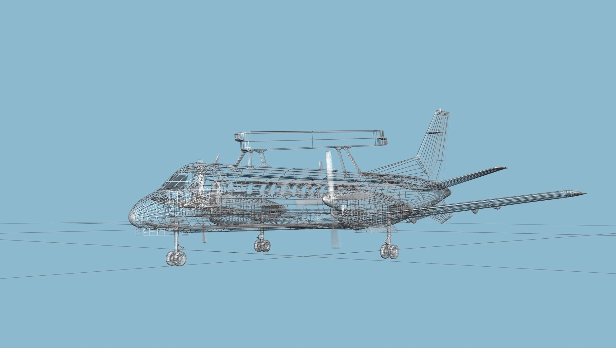 SAAB SF340 AEWAC V06 Yemen 3D model animated rigged | CGTrader