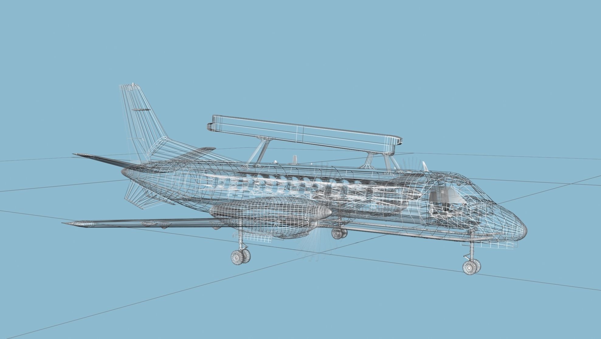SAAB SF340 AEWAC V06 Yemen 3D model animated rigged | CGTrader