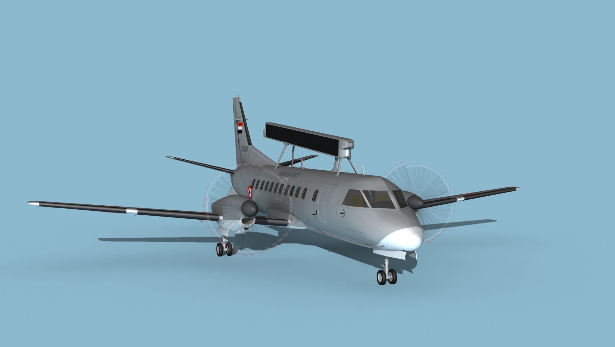 SAAB SF340 AEWAC V06 Yemmen 3D model animated rigged | CGTrader