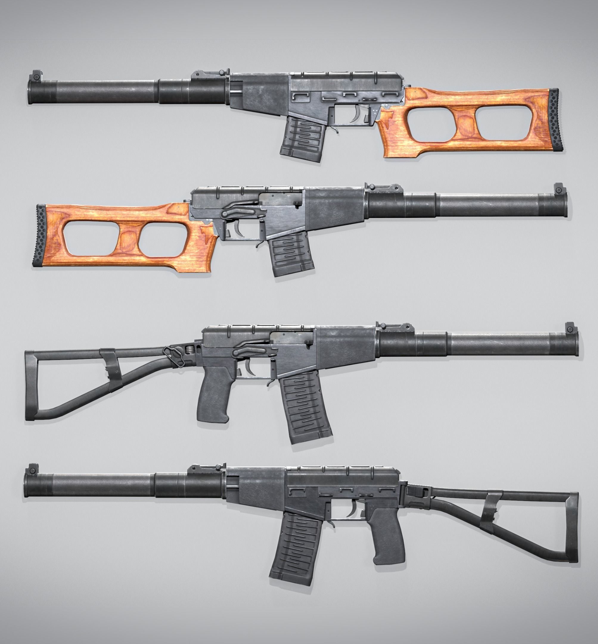 3D Model Collection MILITARY Game Ready AS VAL and VSS VR / AR / low ...