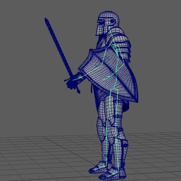Knight With Sword and Shield 3D model rigged | CGTrader