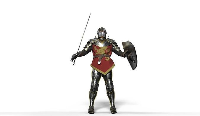 Knight With Sword and Shield 3D model rigged | CGTrader