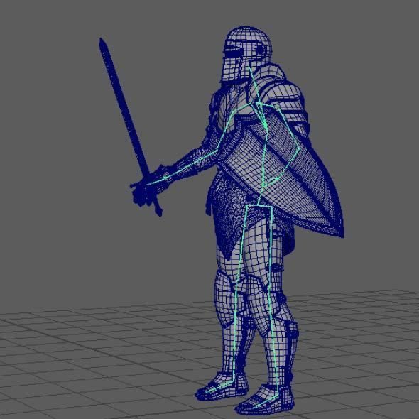 Knight With Sword and Shield 3D model rigged | CGTrader
