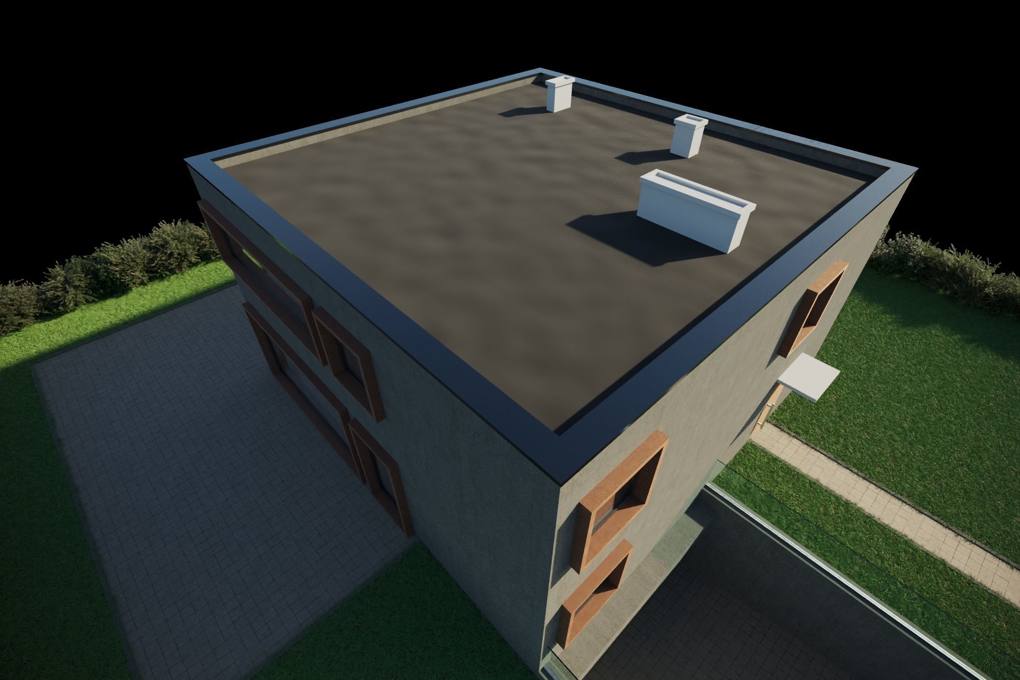 Contemporary Concrete House 3D model | CGTrader