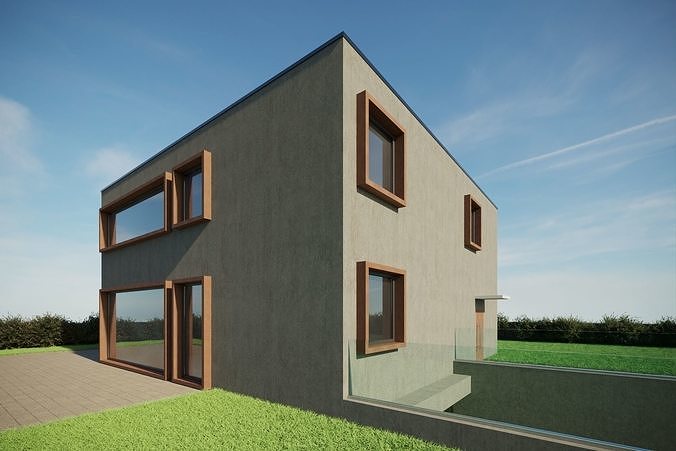 Contemporary Concrete House 3D model | CGTrader