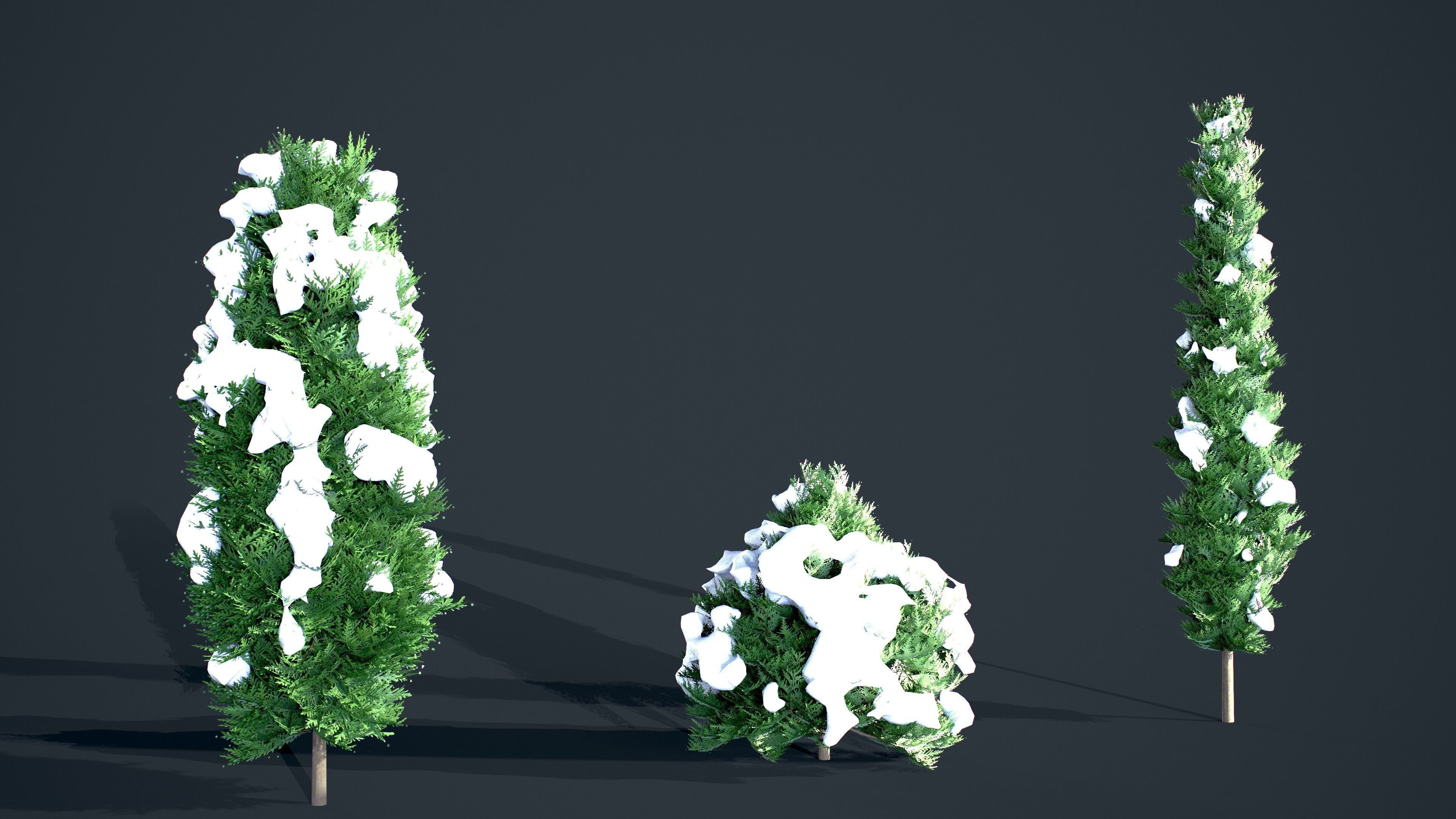 3D model Cypress - Tree bundle with LODs winter and summer VR / AR ...