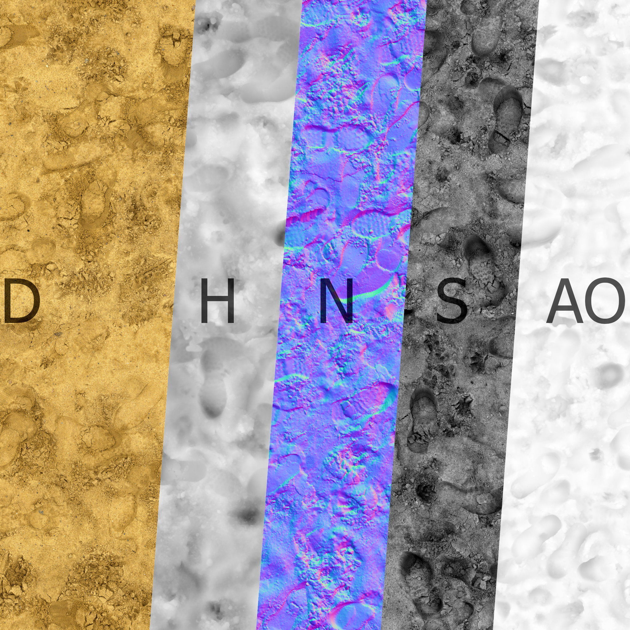 Wet sand material with footprints 3D model | CGTrader