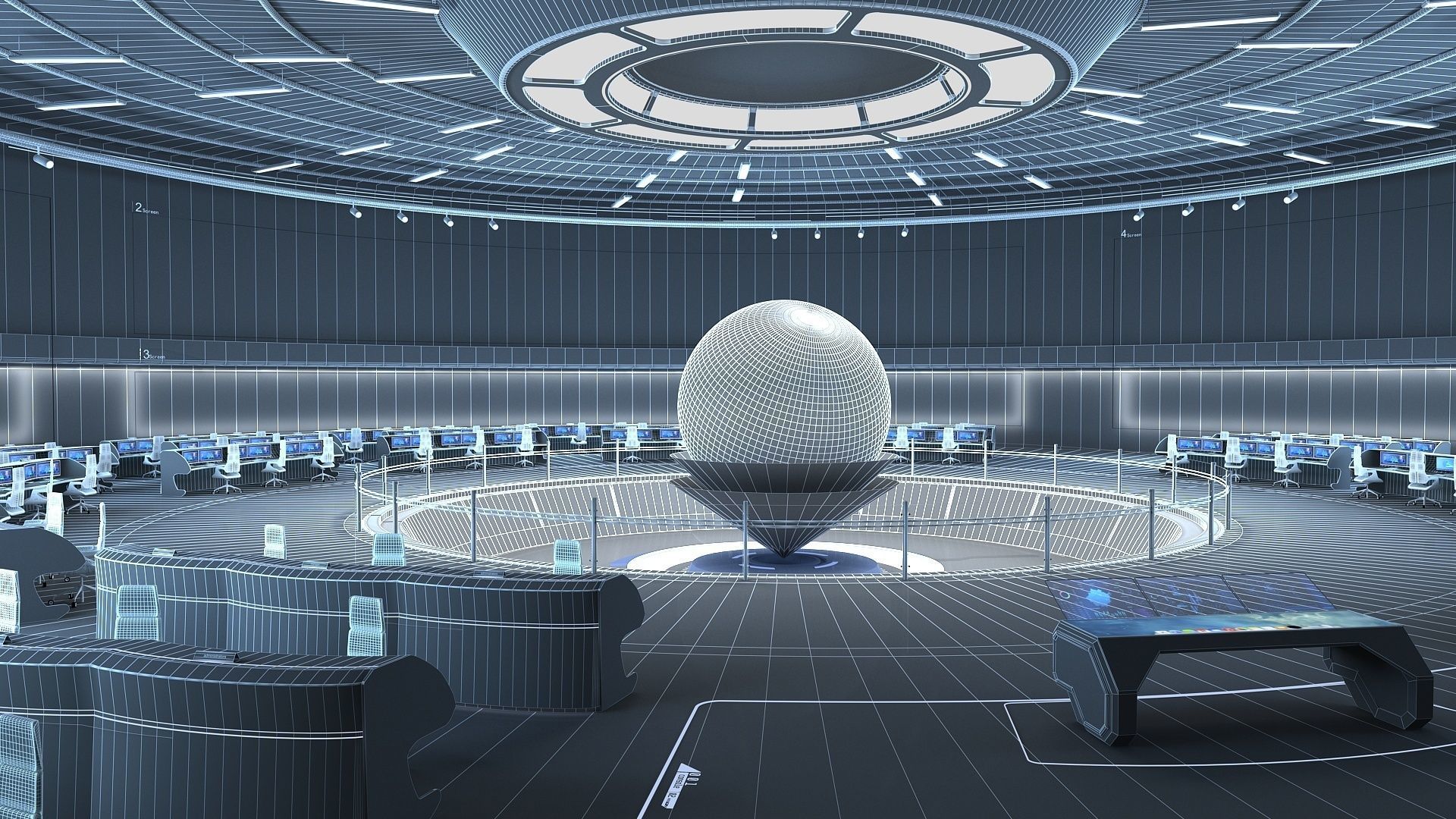 Control Room Monitoring room command center 3D model | CGTrader