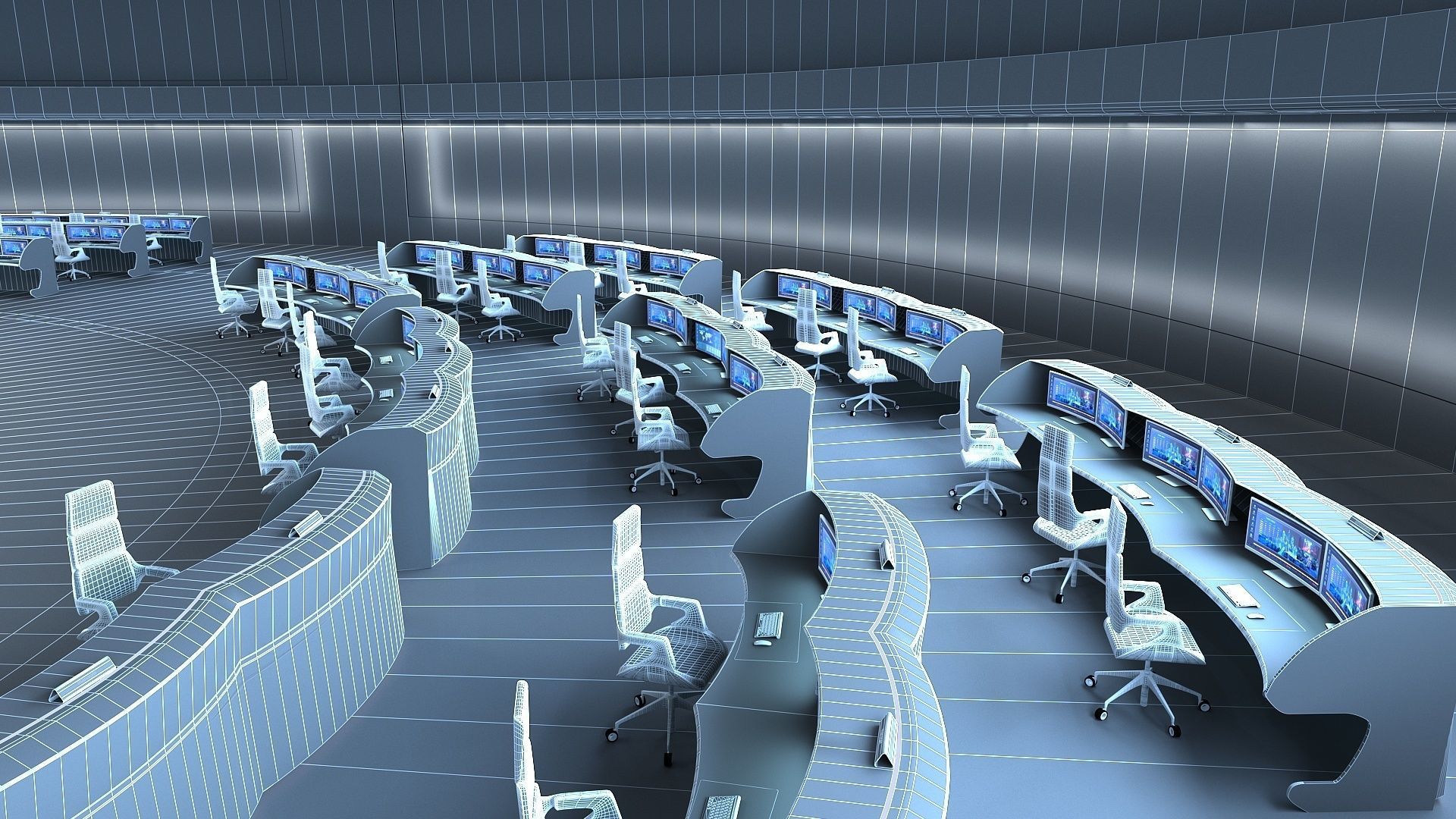 Control Room Monitoring room command center 3D model | CGTrader