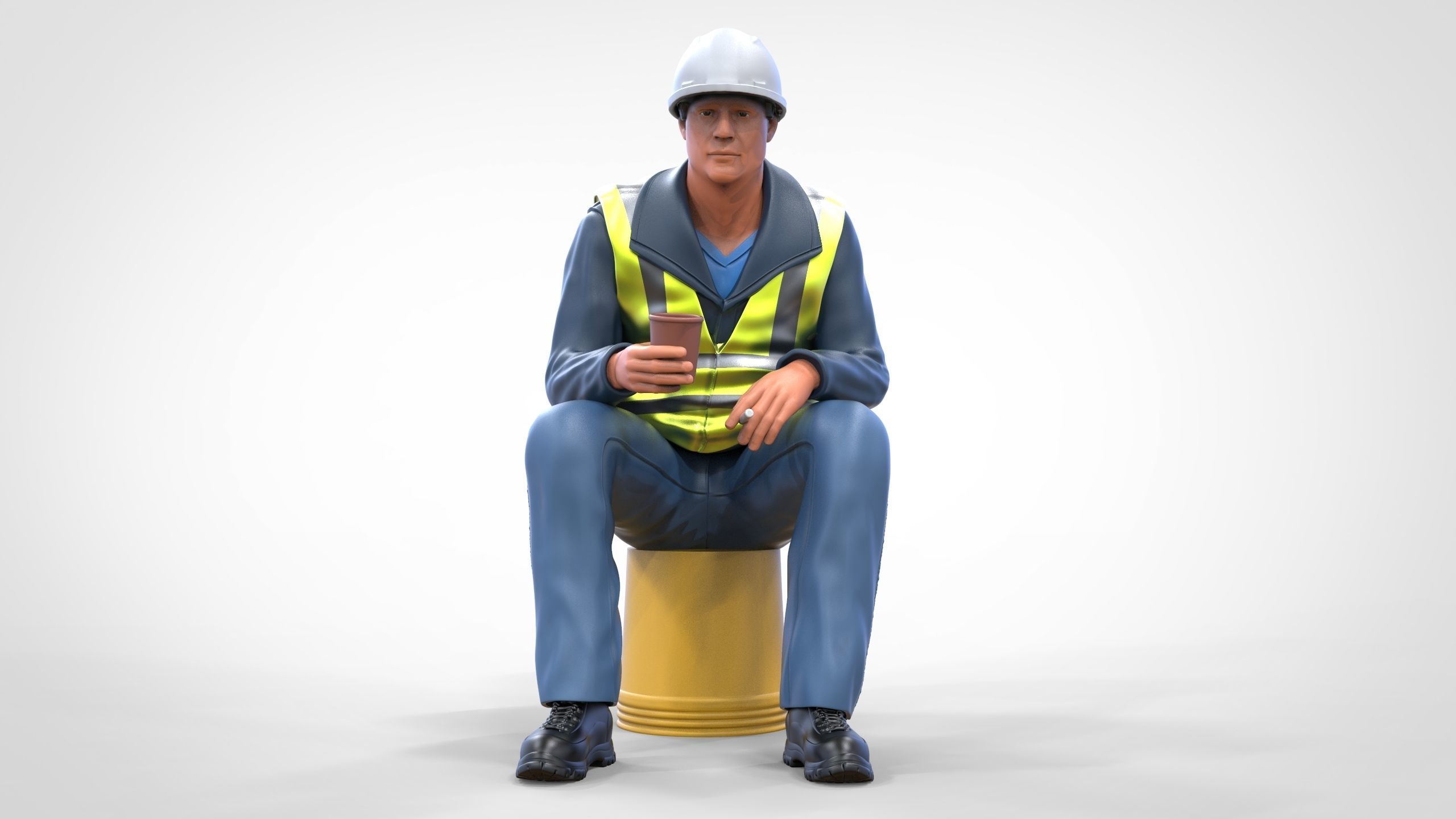 N7 Sitting Construction worker 3D model 3D printable | CGTrader