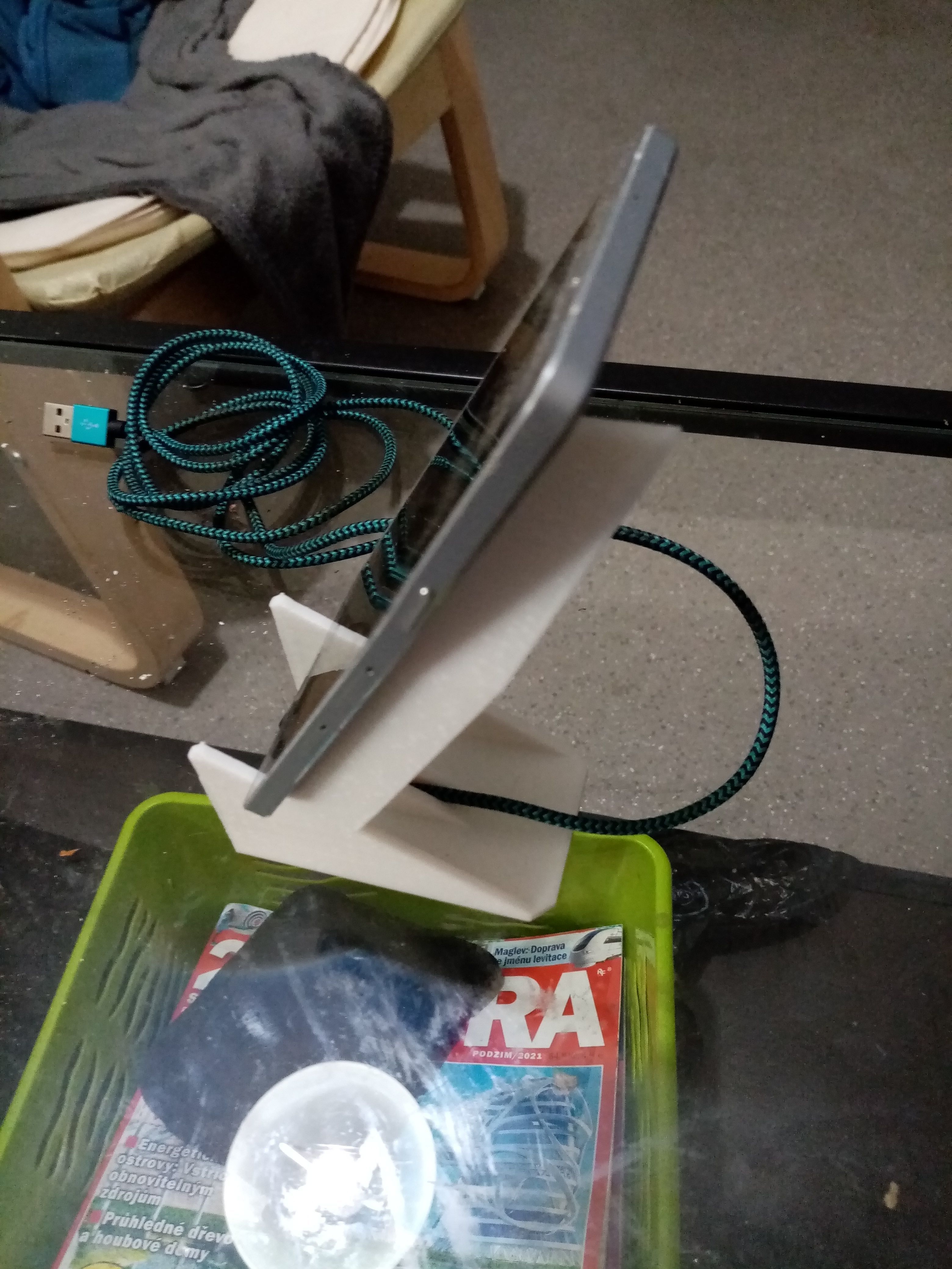 Phone holder with cable holder easy print 3D model 3D printable | CGTrader