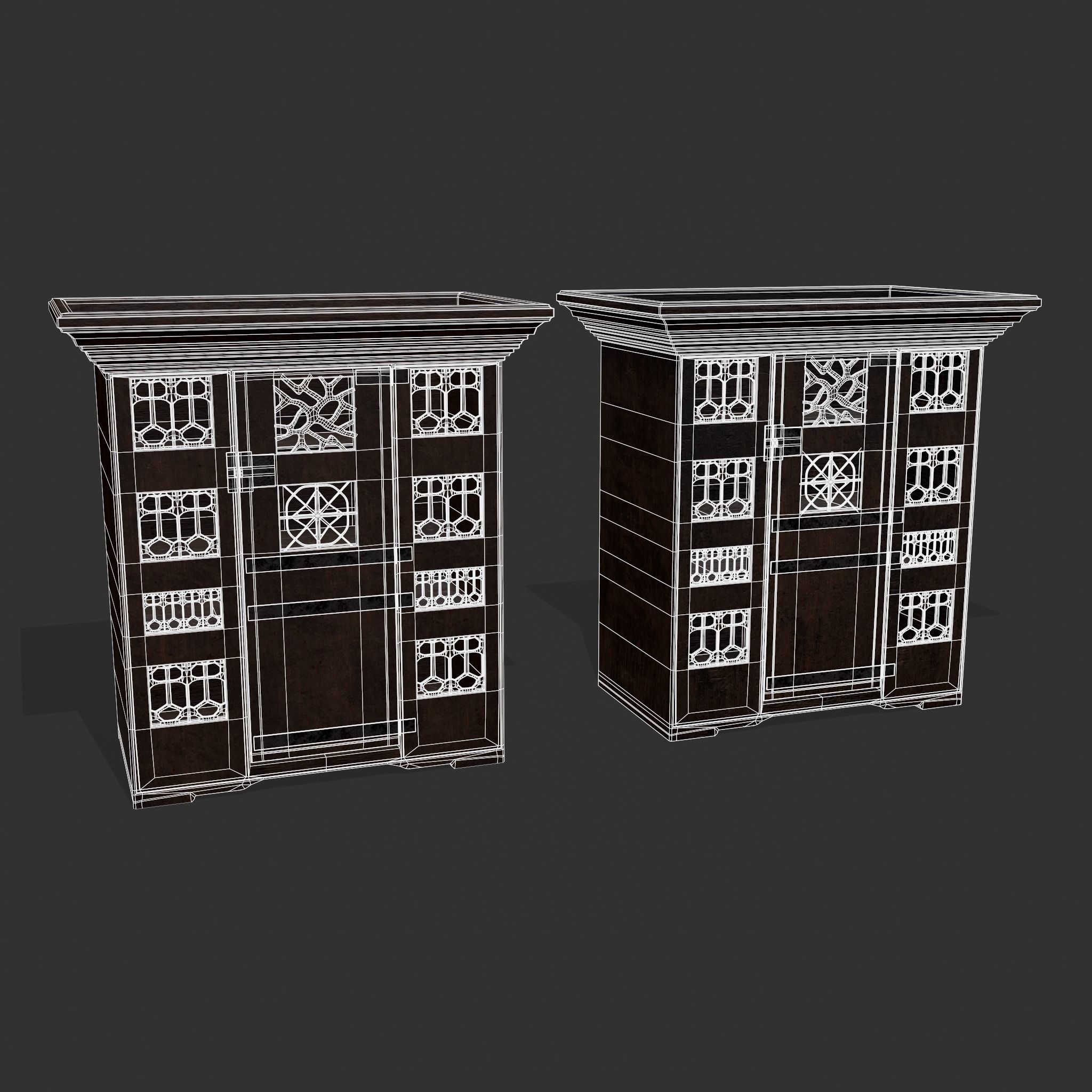 3D model Rustic Medieval Wooden Armoire VR / AR / low-poly | CGTrader