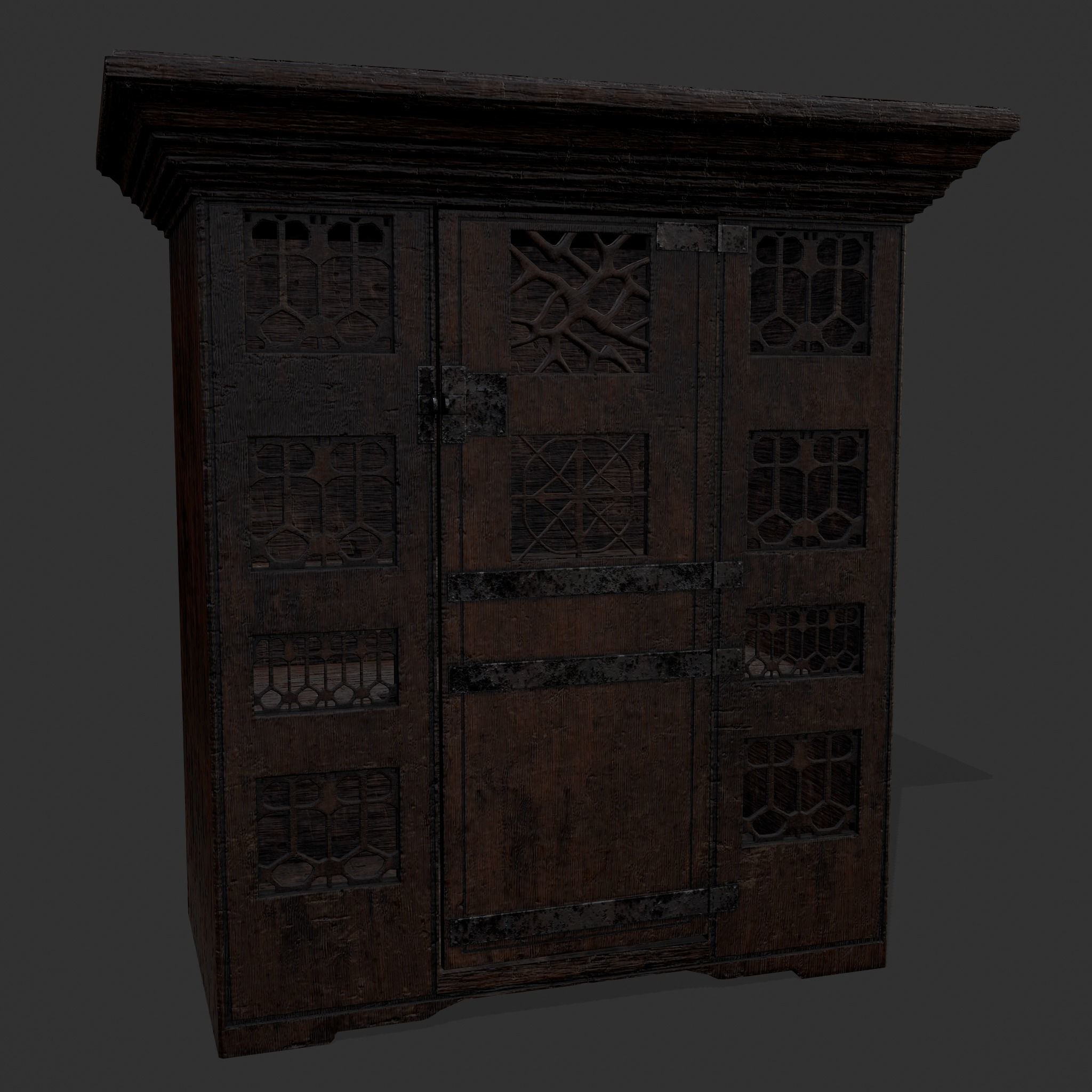 3D model Rustic Medieval Wooden Armoire VR / AR / low-poly | CGTrader