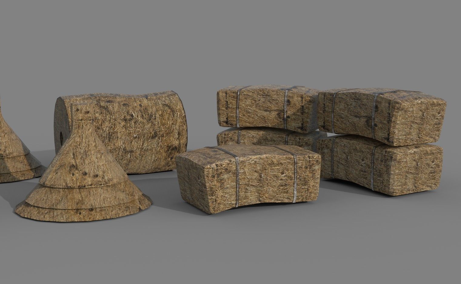 3D model Straw low poly set of cork blocks VR / AR / low-poly | CGTrader