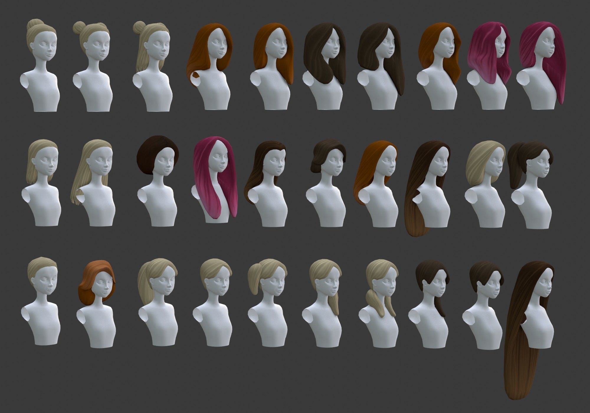 3D model Hairstyles collection VR / AR / low-poly | CGTrader