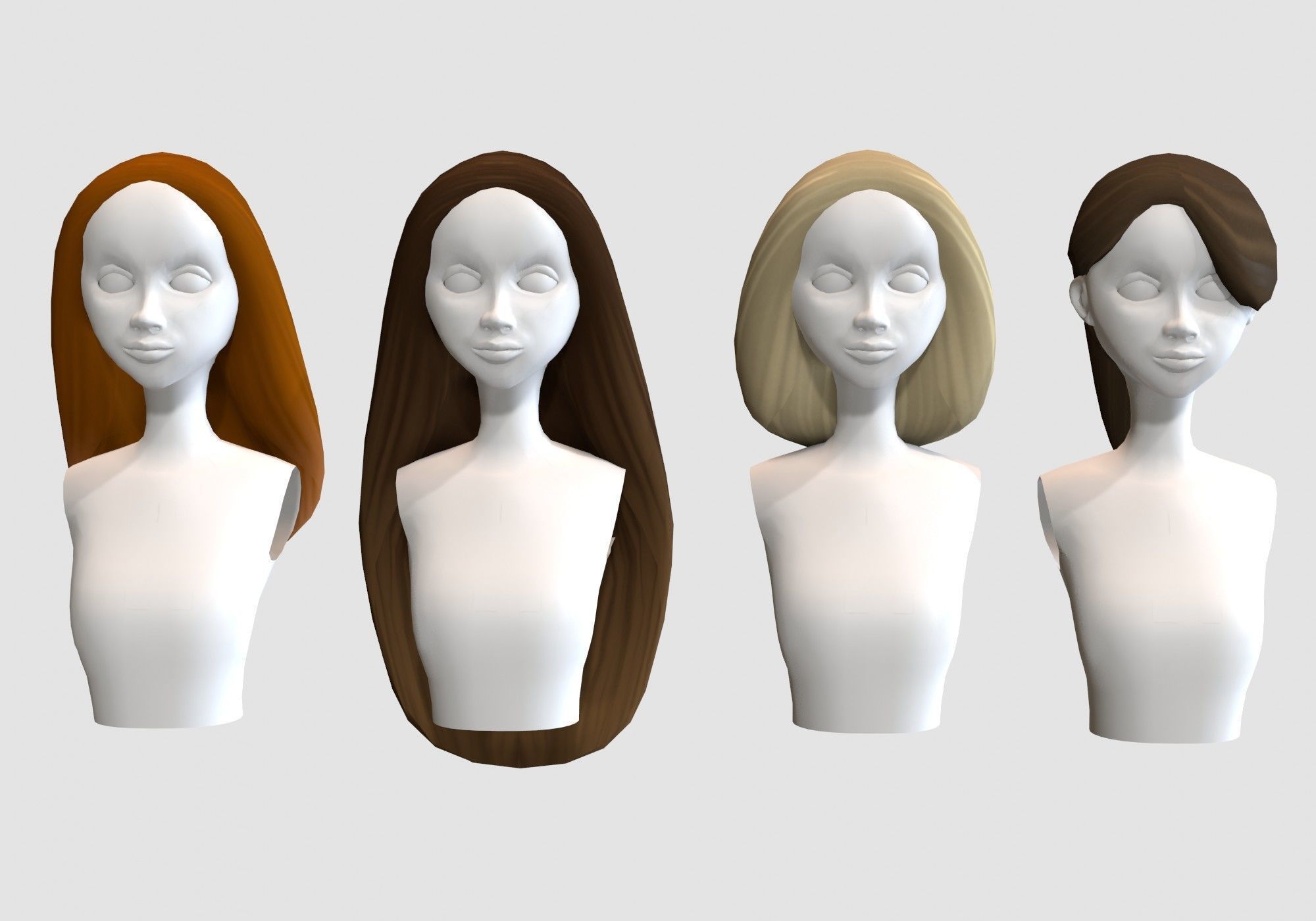 3D model Hairstyles collection hair mannequins VR / AR / low-poly ...