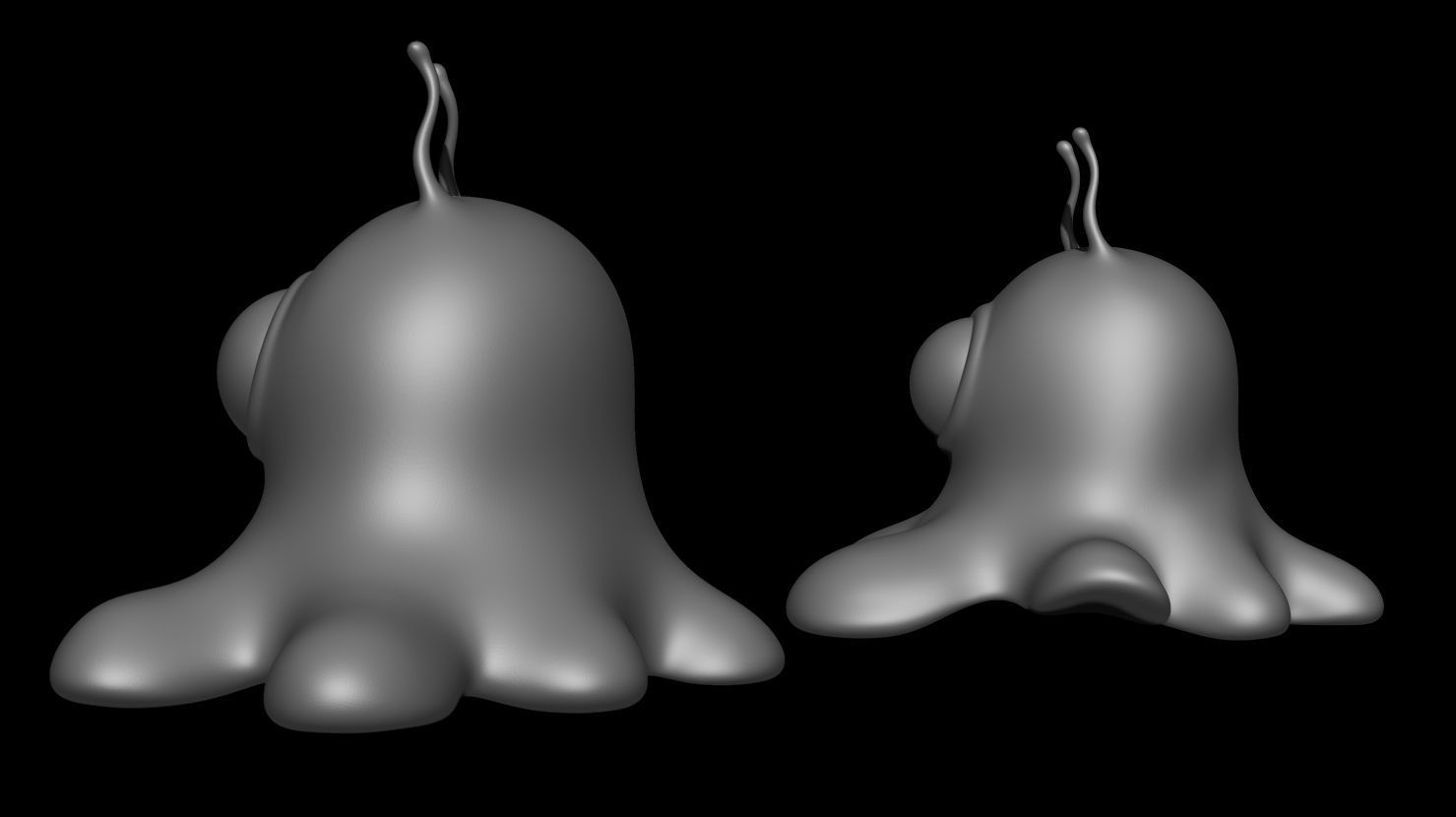 3D PRINTABLE BRAIN SLUG FROM FUTURAMA - ACTION AND NEUTRAL POSE 3D ...
