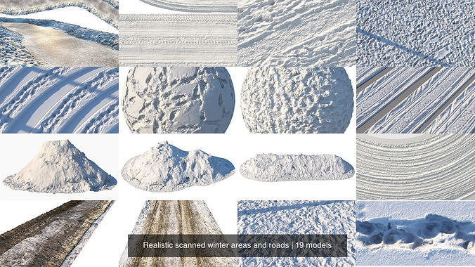 3D Model Collection Realistic scanned winter areas and roads VR / AR ...