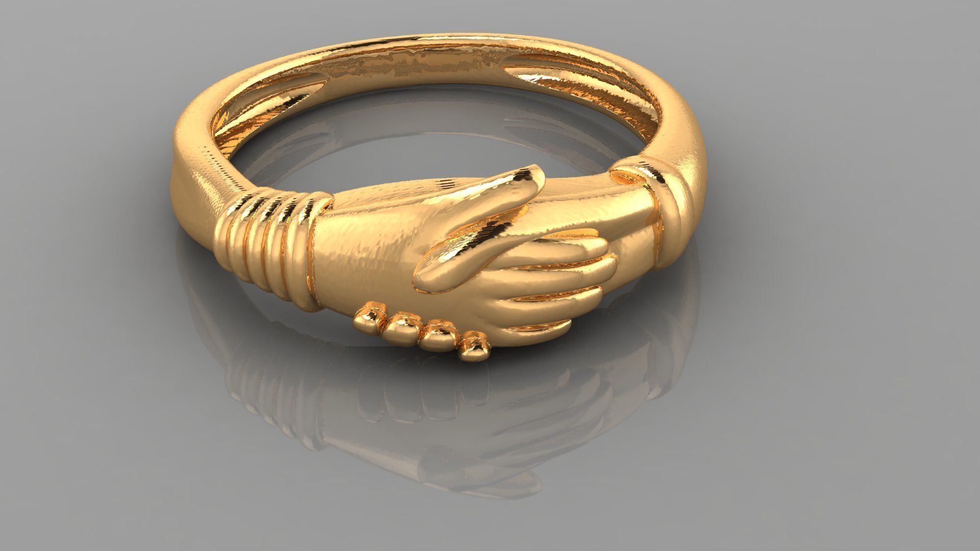 Hand Shake Ring 3D model 3D printable | CGTrader