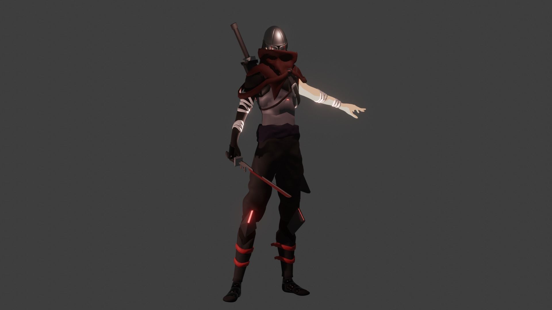 Cyberpunk Ninja Character - Low-poly 3D Model free VR / AR / low-poly ...