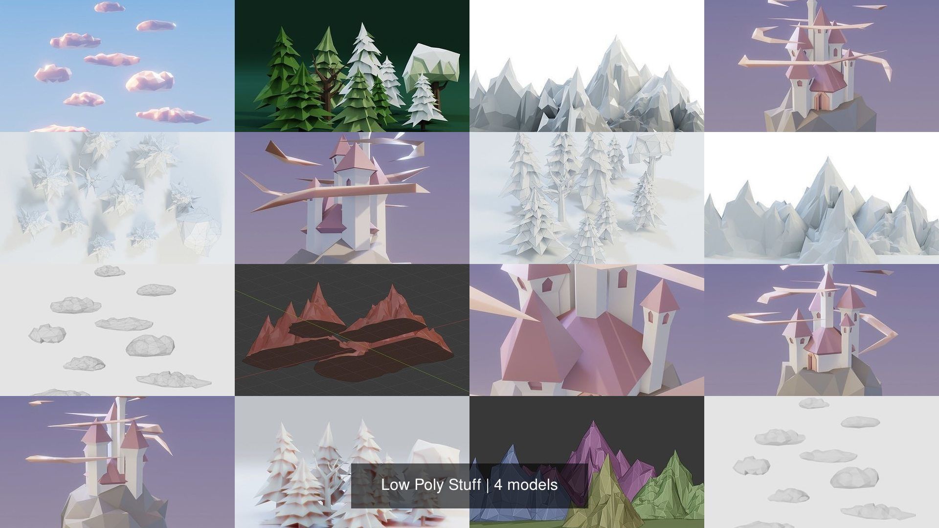 3D Model Collection Low Poly Stuff castle VR / AR / low-poly | CGTrader