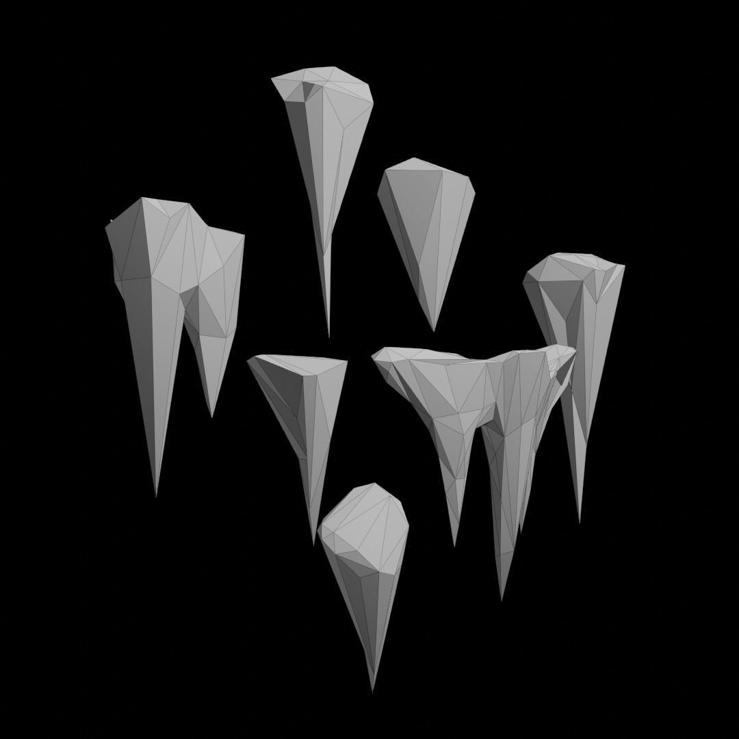 3D model Low Poly Icicles ice crystals VR / AR / low-poly | CGTrader