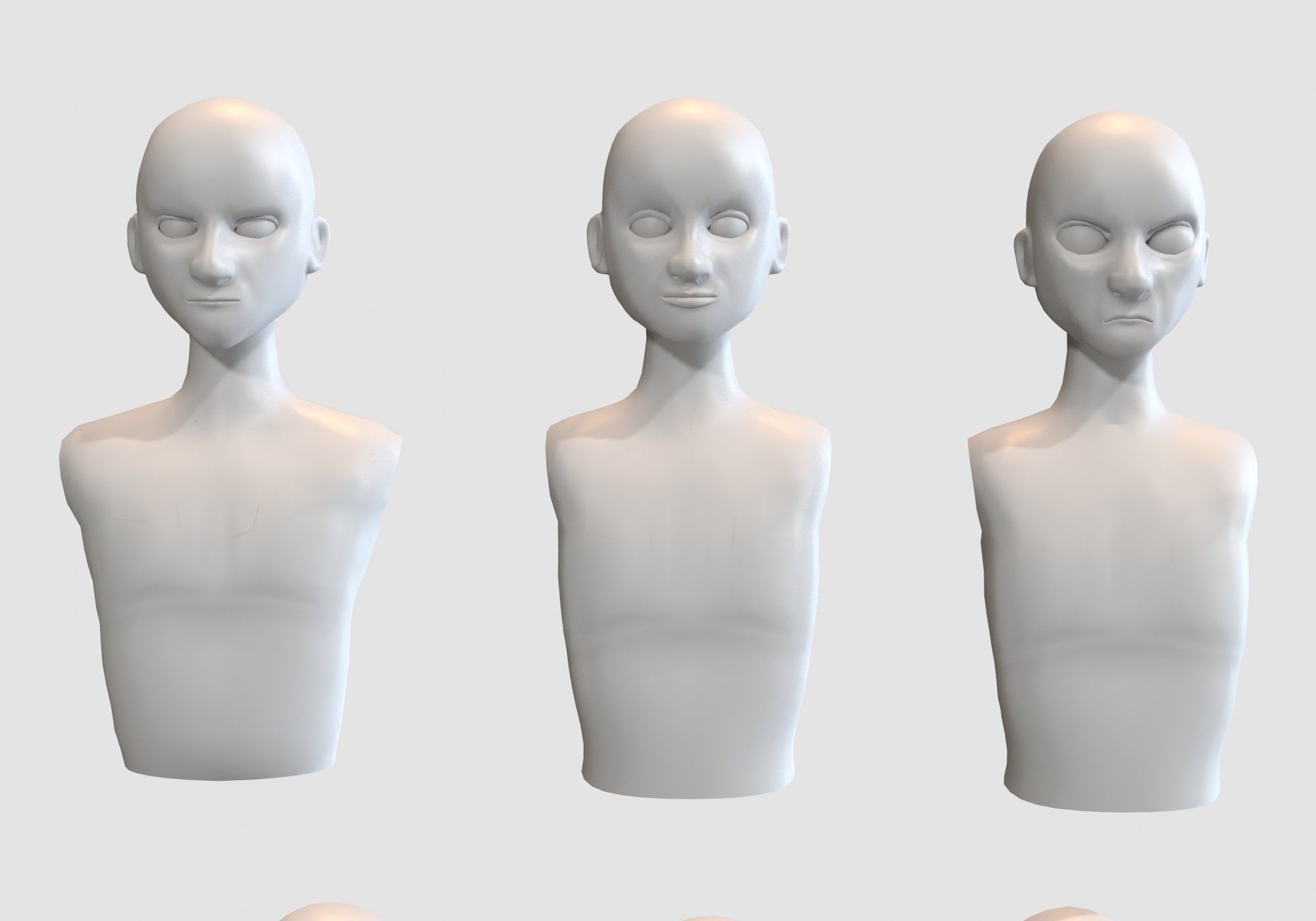 female and male upper body 3D model | CGTrader