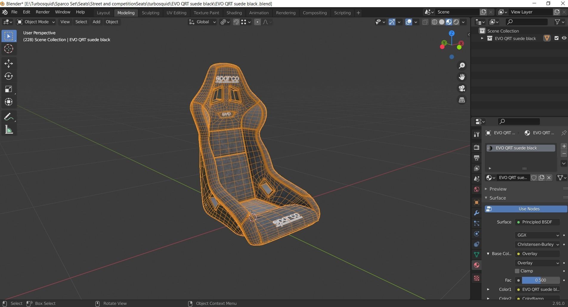 Racing Seat Sparco EVO QRT Suede Black 3D model | CGTrader