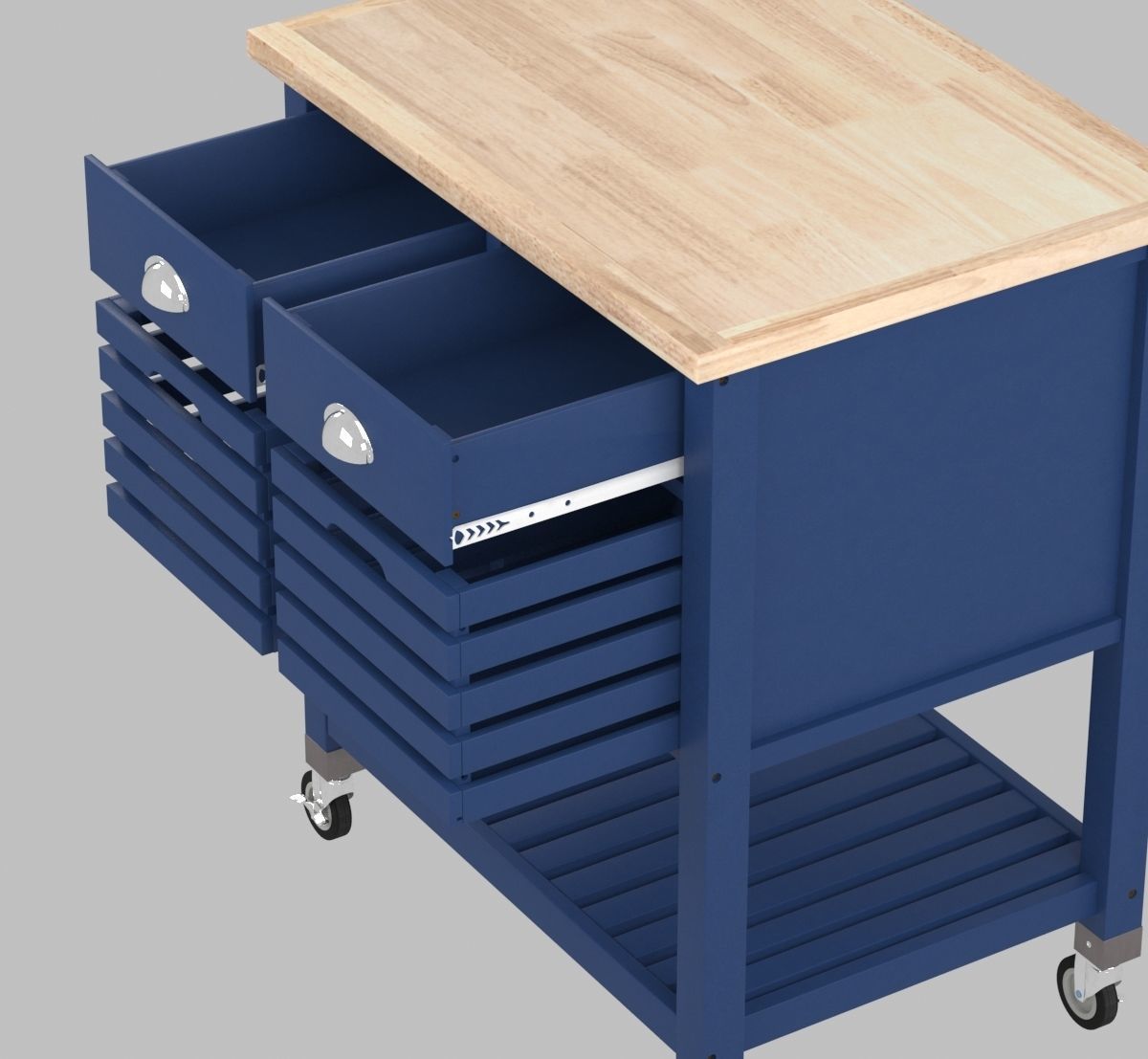 kitchen table on metal rollers 3D model | CGTrader