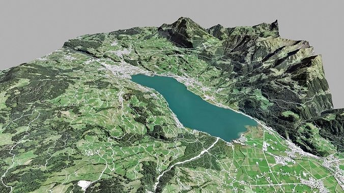 Mountain landscape and city Sarnen Switzerland 3D model | CGTrader