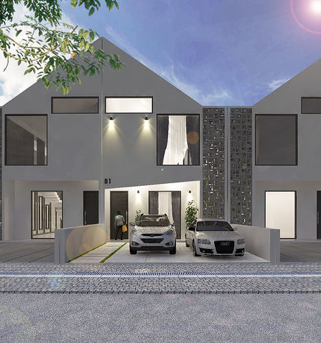 3D model TERRACE HOUSE EXTERIOR AND INTERIOR DESIGN VR / AR / low-poly ...