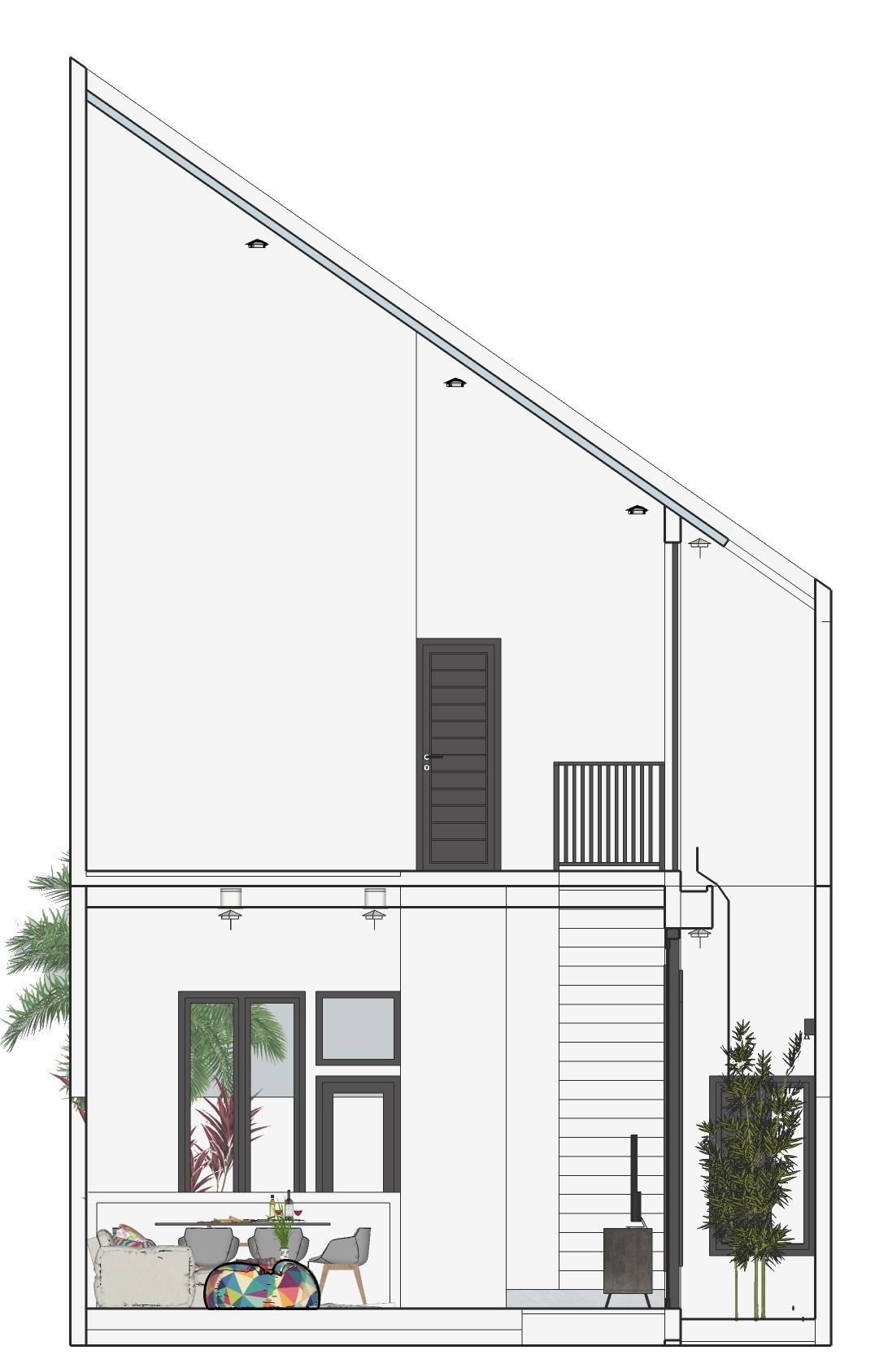 3D model TERRACE HOUSE EXTERIOR AND INTERIOR DESIGN VR / AR / low-poly ...